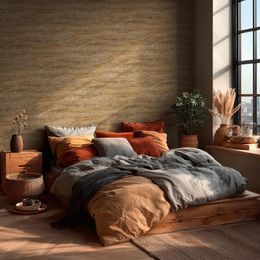 Livingwalls living walls Vliestapete &raquo;Vibes & Styles Tamika &ndash; Raw Heritage&laquo; gebl&uuml;mt glatt braun Vlies B/L: 53m