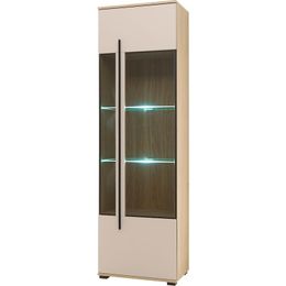 Home Affaire Vitrine &raquo;Cantara, Vitrinenschrank in Eiche Evoke, Wei&szlig; o Kaschmir, Standvitrine&laquo; schwarzer Stangengriff, ausreichend Stauraum, vielseitig