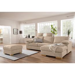 OTTO home Ecksofa &raquo;Ventura L-Form&laquo; wahlweise mit Schlaffunktion und Schlaffunktion/Bettkasten beige Luxus-Microfaser in Lederoptik (100% Polyester);