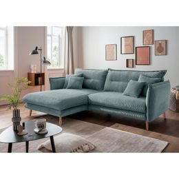 Home Affaire Ecksofa &raquo;Lazio modern und bequem, schmale Armlehnen, tolle Detailverarbeitung&laquo; zwei verschiedene Fu&szlig;farben w&auml;hlbar blau 93% Polyester, 7%