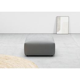 Home Affaire Hocker &raquo;Glimminge auch in Breitcord, Feincord und Easy care-Bezug&laquo; passend zur Serie "Glimminge" grau 100% Polyester B/H/T: 80cm x 42cm x