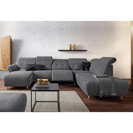 Home Affaire Wohnlandschaft &raquo;Manhattan U-Form&laquo; 2 Sitze mit elektrischer Relaxfunktion, verstellbare Armlehnen grau Luxus Microfaser2 (90% Polyester, 