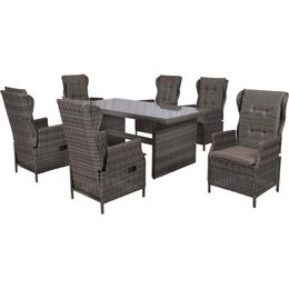 Merxx Garten-Essgruppe &raquo;Saviano&laquo; Set, 13 tlg. inkl. 6 Sessel, 6 Auflagen, 1 Tisch grau Kunststoff, Stahl B/H/T: 58cm x 108cm x 69,5cm