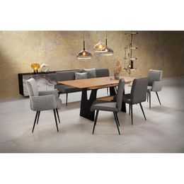 K+w Komfort & Wohnen K+W Komfort & Wohnen Essgruppe &raquo;Giacomo I&laquo; Polsterbank, 2 St&uuml;hle und 2 Armlehnenst&uuml;hle, 6 Stk. tlg. 2 St&uuml;hle und Bank, 2 Armlehnenst&uuml;hle Stoff 775, 