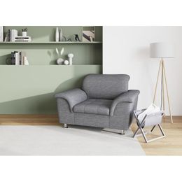 DOMO collection Sessel &raquo;FRANZI zeitlos & elegant, moderne Sitzheftung&laquo; mit Kopfteilverstellung, bequeme Armlehnen, chromfarbene F&uuml;&szlig;e grau 90% 