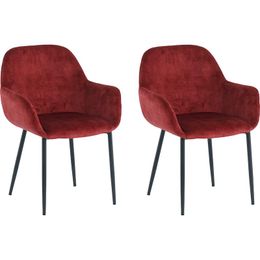Sit Armlehnstuhl (Set) 2 Stk.glamour&ouml;ser Bezug in Samtoptik rot Metall, Polyester B/H/T: 60cm x 84cm x 57,5cm, 2 Stk., Samt Samtoptik uni, Rot