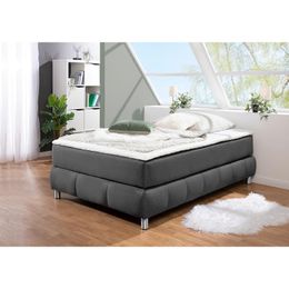 Home Affaire Boxspringbett &raquo;2&laquo; Ohne Kopfteil, inkl. Topper, auch in &Uuml;berl&auml;nge 220 cm grau Struktur, Liegefl&auml;che B/L: 120cm x 200cm, Gewicht bis: 100 