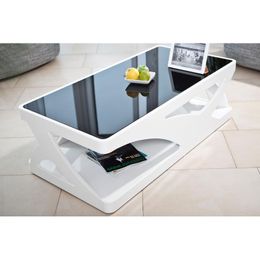 Salesfever Couchtisch &raquo;Lacona Coffeetable mit stilvollem Aussehen&laquo; Schwarzglasplatte: Eleganz in Rechteck oder Quadrat schwarz-wei&szlig; B/H/T: 120cm x 