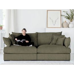 Home Affaire Big-Sofa &raquo;Casa XXL, B: 247 cm&laquo; 4 Zierkissen, Mega-Sofa, in Cord oder Chenille-Struktur, Federkern gr&uuml;n 100% Polyester B/H/T: 247cm x 