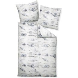 Janine Bettw&auml;sche &raquo;moments98101 02&laquo; mit Rei&szlig;verschluss blau Mako-Satin, Obermaterial: 100% Baumwolle B/L: 135cm x 200cm, 1 Stk., 1 Stk., Mako-Satin, B/L: 