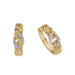 Firetti Damen Paar Creolen &raquo;Schmuck Geschenk Gold 333 Panzerkettengliederung&laquo; mit Brillant - Krappenfassung gold 16mm, 0,05 P2 = erkennbare 