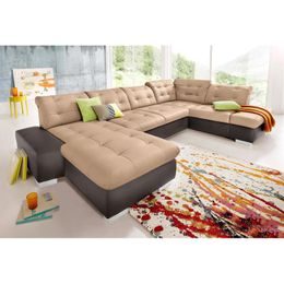 Sit & More sit&more Wohnlandschaft &raquo;Palomino U-Form&laquo; wahlweise in XL oder XXL braun NaturLEDER (echtes Rindsleder) in Sitz und R&uuml;cken. Korpus mit Kunstleder 