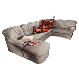 DOMO collection Wohnlandschaft &raquo;Papenburg, zeitlose R&uuml;ckensteppung, elegante Formensprache, U-Form&laquo; in gro&szlig;er Farbvielfalt, wahlweise mit Bettfunktion