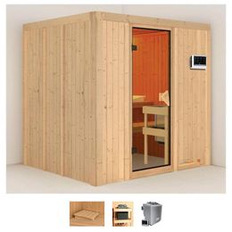 Karibu Sauna &raquo;Sodin&laquo; Set, Ofen 9 kW Bio externe Strg easy beige Bio-Kombiofen, externe Steuerung, 9 kW