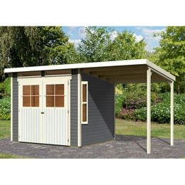 Karibu Gartenhaus &raquo;Falkensee 4&laquo; grau Holzwerkstoff ohne Fu&szlig;boden, ohne Dacheindeckung