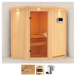 Karibu Sauna &raquo;Tomke&laquo; Set, Ofen 3,6 kW Bio-Ofen externe Strg. easy beige Bio-Kombiofen, externe Steuerung, 3,6 kW
