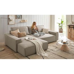 OTTO home Ecksofa &raquo;SHERWOOD XXL Leinenoptik 284, Big-Sofa L-Form, tiefe Sitzfl&auml;che 95 cm&laquo; Recamiere rechts/links, als Schlafsofa stellbar, Cord u. 
