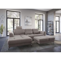 Sit & More sit&more Ecksofa &raquo;Bendigo L-Form&laquo; inklusive Sitztiefenverstellung, Bodenfreiheit 12 cm, in 2 Fu&szlig;farben beige B/H/T: 284cm x 84cm x 175cm, Samtoptik,
