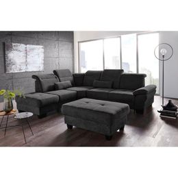 OTTO home Ecksofa &raquo;Cornwall L-Form&laquo; mit Sitztiefenverstellung, Schlaffunktion & Kopfteilverstellung schwarz Struktur fein (100% Polyester);Luxus-