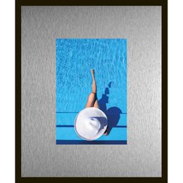 queence Bild &raquo;Trend Wandbild, Wandkunst, Kunstdruck "Pool"&laquo; Fashion Frau Wasser 1 Stk. tlg. inkl. Passepartout aus hochwertigem Aluminium und 
