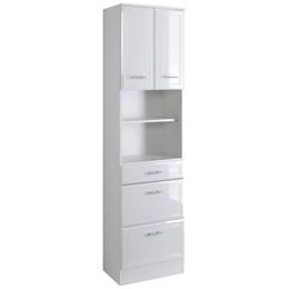 Welltime Hochschrank &raquo;Neapel&laquo; Breite 50 cm, mit Hochglanzfronten und eleganter Fr&auml;sung wei&szlig; Holzwerkstoff, MDF B/H/T: 50cm x 193cm x 34cm, Schubladen: