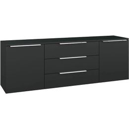 borchardt M&ouml;bel borchardt M&ouml;bel Sideboard &raquo;Oliva, h&auml;ngend oder stehend mit Metallgriffen&laquo; Breite 166 oder 200cm, 2 T&uuml;ren 3 Schubf&auml;cher schwarz Spanplatte B/H/T: 166cm