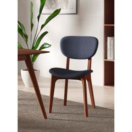 Home Affaire Stuhl &raquo;COZY Made in Italy&laquo; (Set) 2 Stk.Gestell in Buche, Kirsch- oder Nussbaum, Massivholz, Design Stuhl blau Polyester B/H/T: 50cm x 