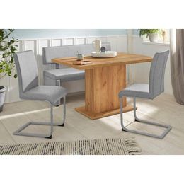 OTTO home Sitzbank &raquo;Charissa&laquo; mit Lehne, Breite 140, 160 oder 180 cm grau Holzwerkstoff, Massivholz B/H/T: 160cm x 90cm x 53cm, Strukturstoff