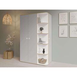 OTTO home Kleiderschrank &raquo;ELLEETE ger&auml;umiger Schrank mit Regalf&auml;chern und Kleiderstangen&laquo; Garderobe mit 3 Dreht&uuml;ren und 5 offene F&auml;cher grau Melamin 