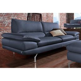Calia italia 3-Sitzer &raquo;Dave, italienisches Design, erstklassiger Sitzkomfort, Breite 221cm&laquo; in zwei Lederqualit&auml;ten und toller Detailverarbeitung blau