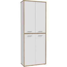 FORTE Aktenschrank &raquo;Keflav&laquo; Breite 84,5 cm wei&szlig; Dekorfolie, FSC -zertifizierter Holzwerkstoff wei&szlig;, B/H/T: 84,5cm x 226,4cm x 41,5cm, T&uuml;ren: 4 Stk.
