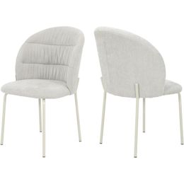Tom Tailor HOME 4-Fu&szlig;stuhl &raquo;LEAF CHAIR&laquo; (Set) 2 Stk.4-Fu&szlig;gestell, Raffung in der R&uuml;ckenlehne wei&szlig; Metall, Stoff B/H/T: 51cm x 83cm x 59cm, 2 Stk., 