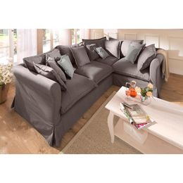 Home Affaire Ecksofa &raquo;Luise L-Form&laquo; mit vielen losen Kissen und abnehmbarer Husse braun Struktur 100% Polyester B/H/T: 275cm x 75cm x 192cm, Webstoff,