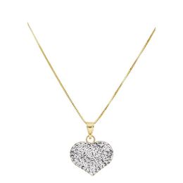 Firetti Damen Kette mit Anh&auml;nger &raquo;Schmuck Geschenk Gold 375 Halsschmuck Halskette Goldkette Venezianer&laquo; mit Kristallstein (synth.) gelb Gelbgold 375, 