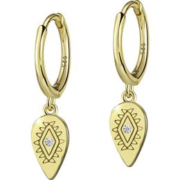 Firetti Damen Paar Creolen &raquo;Schmuck Geschenk Silber 925 B&ouml;ser Blick Magisches Auge Nazar Auge&laquo; Made in Germany - mit Zirkonia (synth.) gold Silber 925