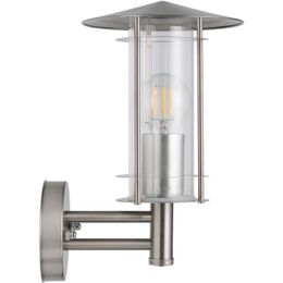 Eglo Wandleuchte &raquo;Lisio Au&szlig;en-Wandlampe, Au&szlig;enlampe, Wegeleuchte, silber, E27, IP44&laquo; E27 1 Stk. Wand-/Deckenleuchte - L17,5 x H30 x AL22,5cm - 