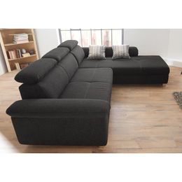 Jockenh&ouml;fer Ecksofa &raquo;Landshut L-Form, B: 295 cm&laquo; mit Schlaffunktion, Kopfteilverstellung & 2 Zierkissen grau Struktur ( 100% Polyester);Zierkissen: 100% Polyester