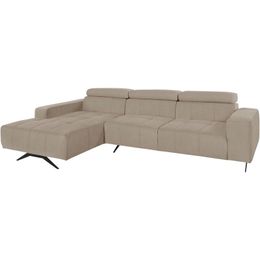 DOMO collection Ecksofa &raquo;Trento L-Form, mit Kufenfu&szlig; oder Einzelfu&szlig;&laquo; whlw. verstellbare Kopfteile, passend f&uuml;r g&auml;ngige Saugroboter grau 92% Polyester,