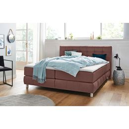 Home Affaire Boxspringbett &raquo;Salo&laquo; incl. Topper, 6 Breiten, 2 H&auml;rtegrade, TFK auch in H&auml;rtegrad 4 braun Struktur (100% Polyester);Bezug der 