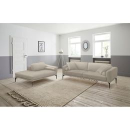 Egoitaliano Polstergarnitur &raquo;Masu, Design trifft sensationellen Sitzkomfort&laquo; Set besteht aus 2,5-Sitzer, freistehende Ottomane und 3 Rollkissen grau Leder CAREZZA