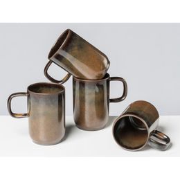 gipfelst&uuml;ck Becher &raquo;Glockenklang&laquo; Scandi-Style, Reaktivglasur, jedes St&uuml;ck ein Unikat, 4-teilig braun Steinzeug 275ml, 4 Stk.