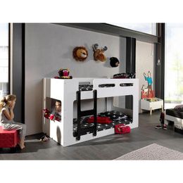 Vipack Hochbett &raquo;Luca, Liegefl&auml;che oben 90/200, moderne zeitlose Optik&laquo; B/H/T ca. 209x121x101cm, MDF wei&szlig; lackiert, Leiter schwarz, inkl. Bodenplatten f&uuml;r 