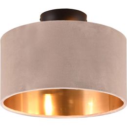 OTTO home Deckenleuchte &raquo;Jerrett, Deckenlampe mit Samtschirm beige / gold &Oslash; 30cm H&ouml;he 22 cm&laquo; E14 1 Stk. warmwei&szlig; - kaltwei&szlig; Wohnzimmerlampe exkl 2x 