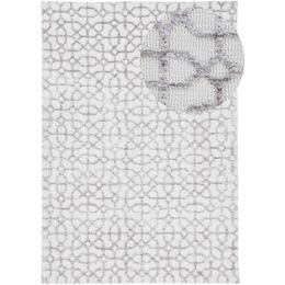 CarpetFine Teppich &raquo;Holly 3&laquo; rechteckig 12 mm H&ouml;he geometrisches Design, Hoch-Tief Struktur, Wohnzimmer grau Polyester B : 120cm 1 Stk., 12mm, L: 