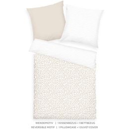 Tom Tailor HOME Bettw&auml;sche &raquo;ORGANIC LEAVES in Gr. 135x200cm, 155x220cm oder 200x220cm&laquo; 2 Stk. new bedroom, mit farbigem Markenrei&szlig;verschluss beige 