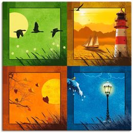 Artland Leinwandbild &raquo;Alle 4 Jahreszeiten&laquo; Vier Jahreszeiten 1 Stk. tlg. auf Holzrahmen gespannt bunt Leinwand B/H/T: 30cm x 30cm, Leinwandbild Vier 