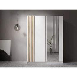 Home Affaire Kleiderschrank &raquo;Kleiderschrank Charisy mit Spiegel, 4 Einlegeb&ouml;den und Kleiderstange&laquo; Garderobe mit 2 Schwebet&uuml;ren und Lamellen, B/H/T 