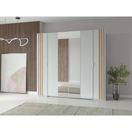 OTTO home Kleiderschrank &raquo;Kleiderschrank Caleera mit Spiegel, 10 Einlegeb&ouml;den und Kleiderstange&laquo; Garderobe mit 2 Schwebet&uuml;ren und 2 Dreht&uuml;ren, BxHxT 