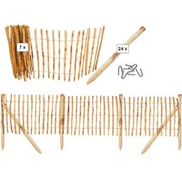 TETZNER & JENTZSCH Gartenzaun &raquo;Rollzaun Rosswell 5&laquo; 90 cm hoch, 7 Elemente f&uuml;r 35 Meter Zaun, mit 24 Pfosten beige Holzwerkstoff H/L: 90cm x 35m, Pfosten: 24 Stk.