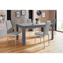 OTTO home Essgruppe &raquo;Lynn160/Brooke&laquo; Set, 5 Stk. tlg. Tisch mit 4 St&uuml;hlen grau B/H/T: 160cm